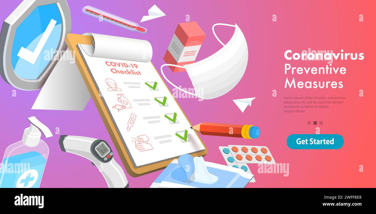 3D Vector Conceptual Illustration of Coronavirus Prevention Measures ...