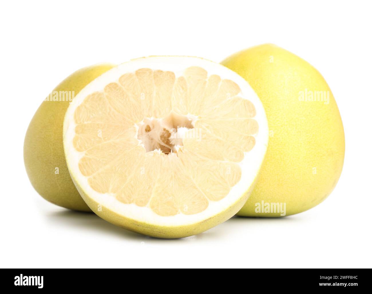 Fresh pomelo fruits on white background Stock Photo - Alamy