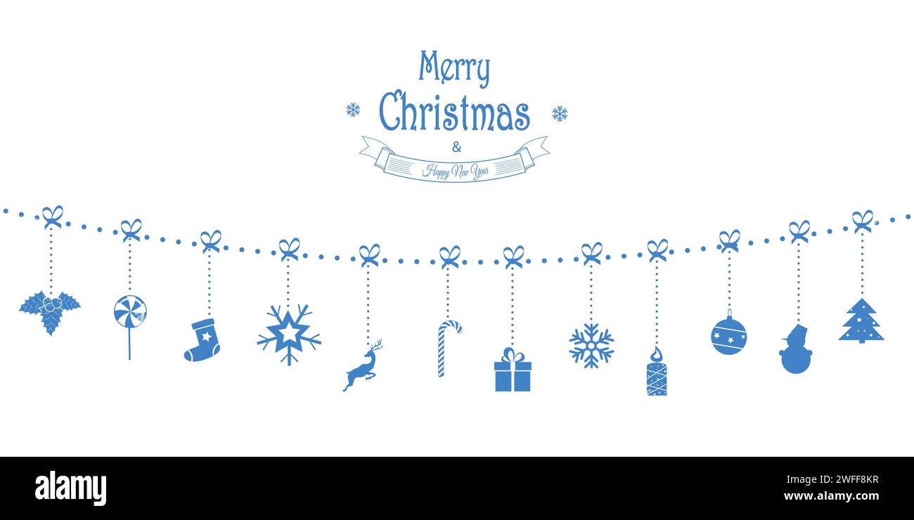 Christmas Vector Composition. Garland of Holiday Icons. For Greeting ...