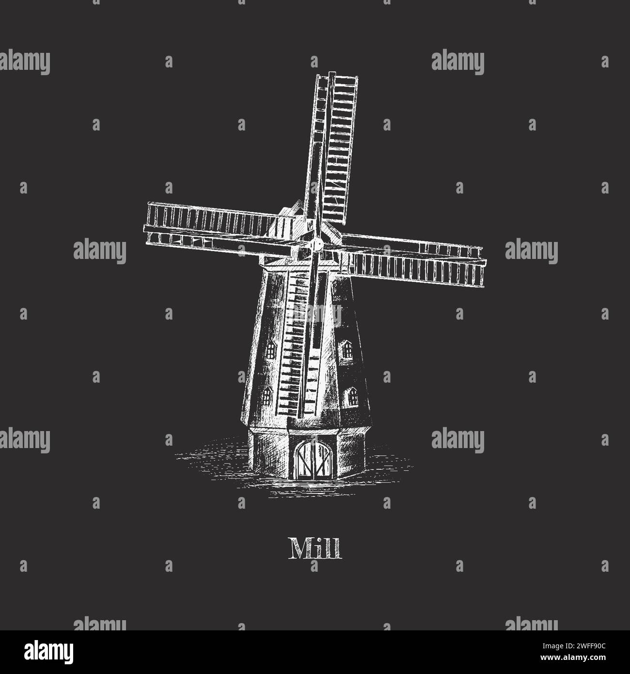 Old land mill Stock Vector Images - Alamy