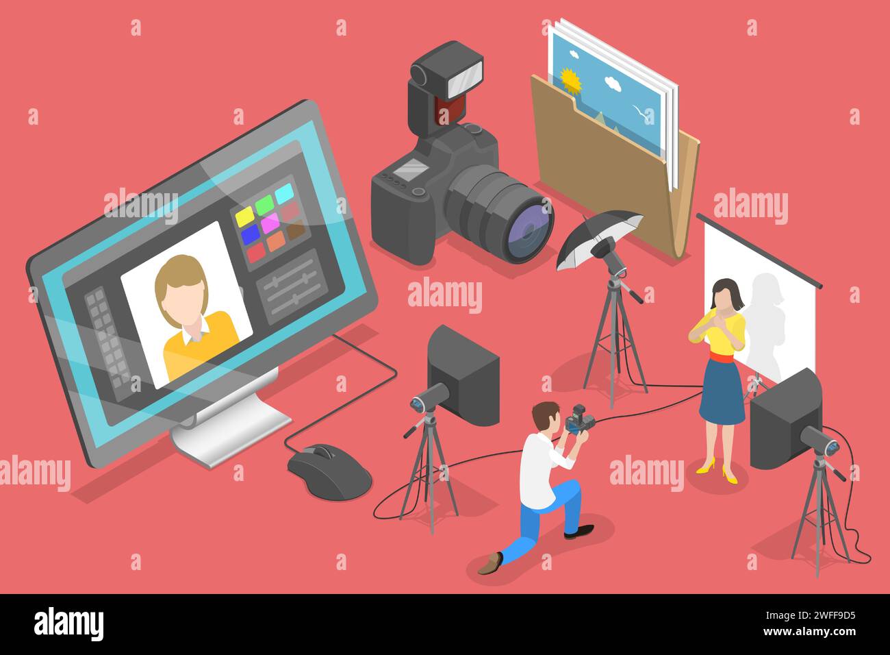 3D Isometric Flat Vector Conceptual Illustration of Photography Studio ...