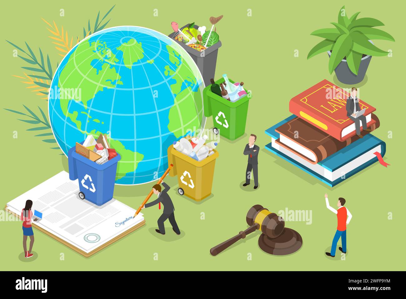 3D Isometric Flat Vector Conceptual Illustration of Recycling Laws ...
