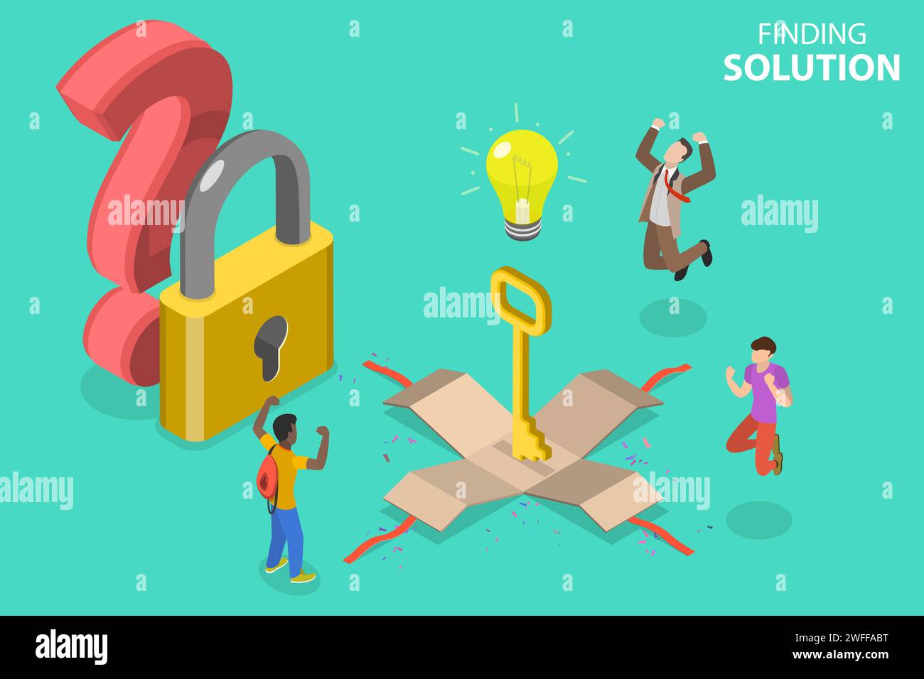 3d Isometric Flat Vector Concept Of Finding Solution Brainstorming And Teamwork Simple Path To