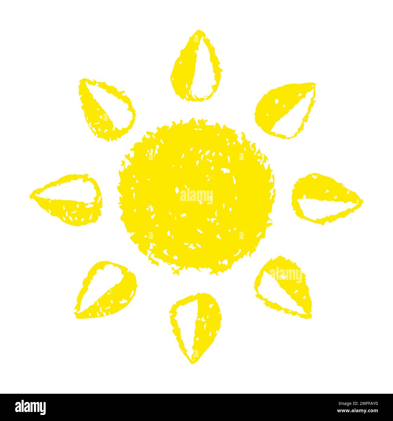 Hand painted sun symbol, hand drawn with crayon Stock Vector Image ...
