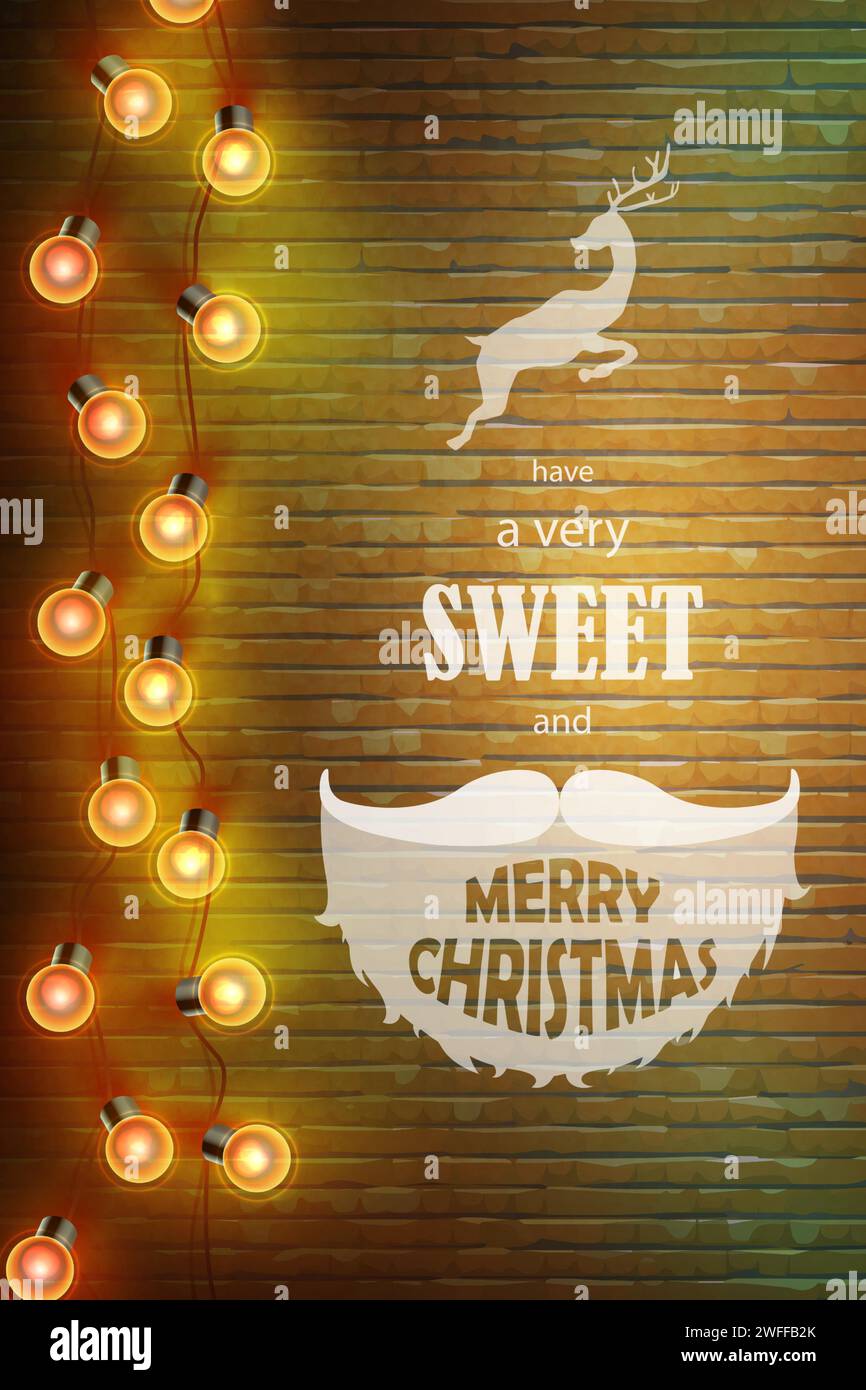 Christmas Vector Composition on Brick Background with Wishes and ...