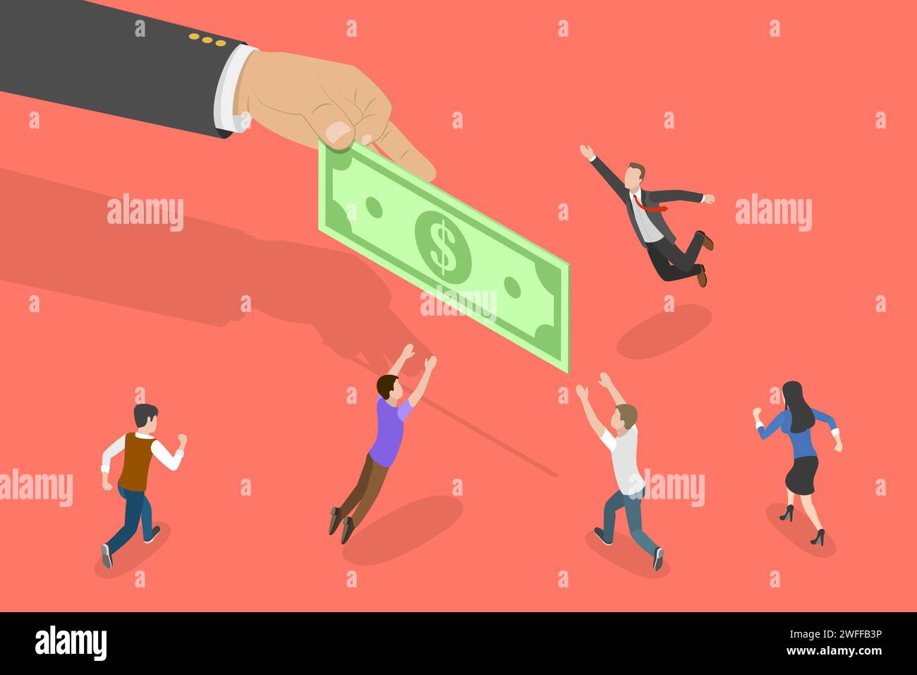 3D Isometric Flat Vector Conceptual Illustration of Chasing Money ...