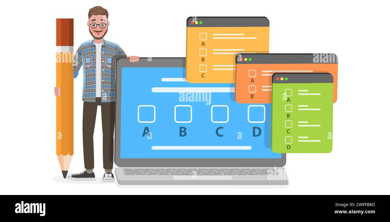 3D Isometric Flat Vector Conceptual Illustration of Online Exam ...