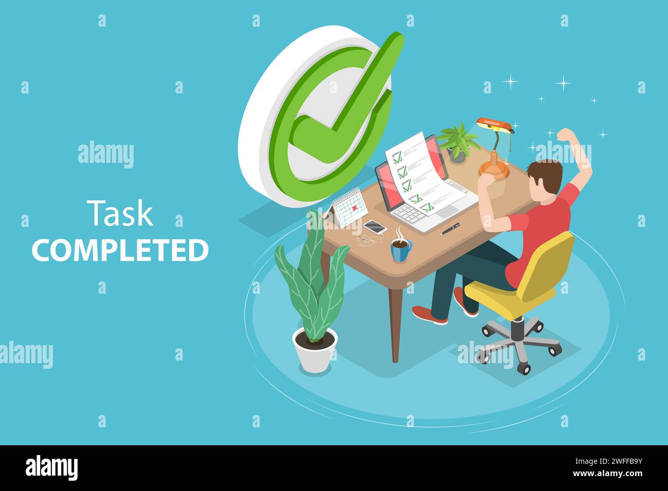 3D Isometric Flat Vector Conceptual Illustration of Well Done Job ...