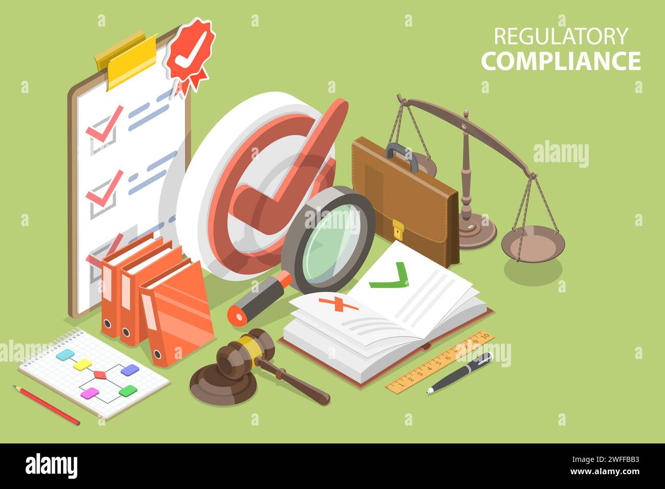 3D Isometric Flat Vector Conceptual Illustration of Regulatory ...