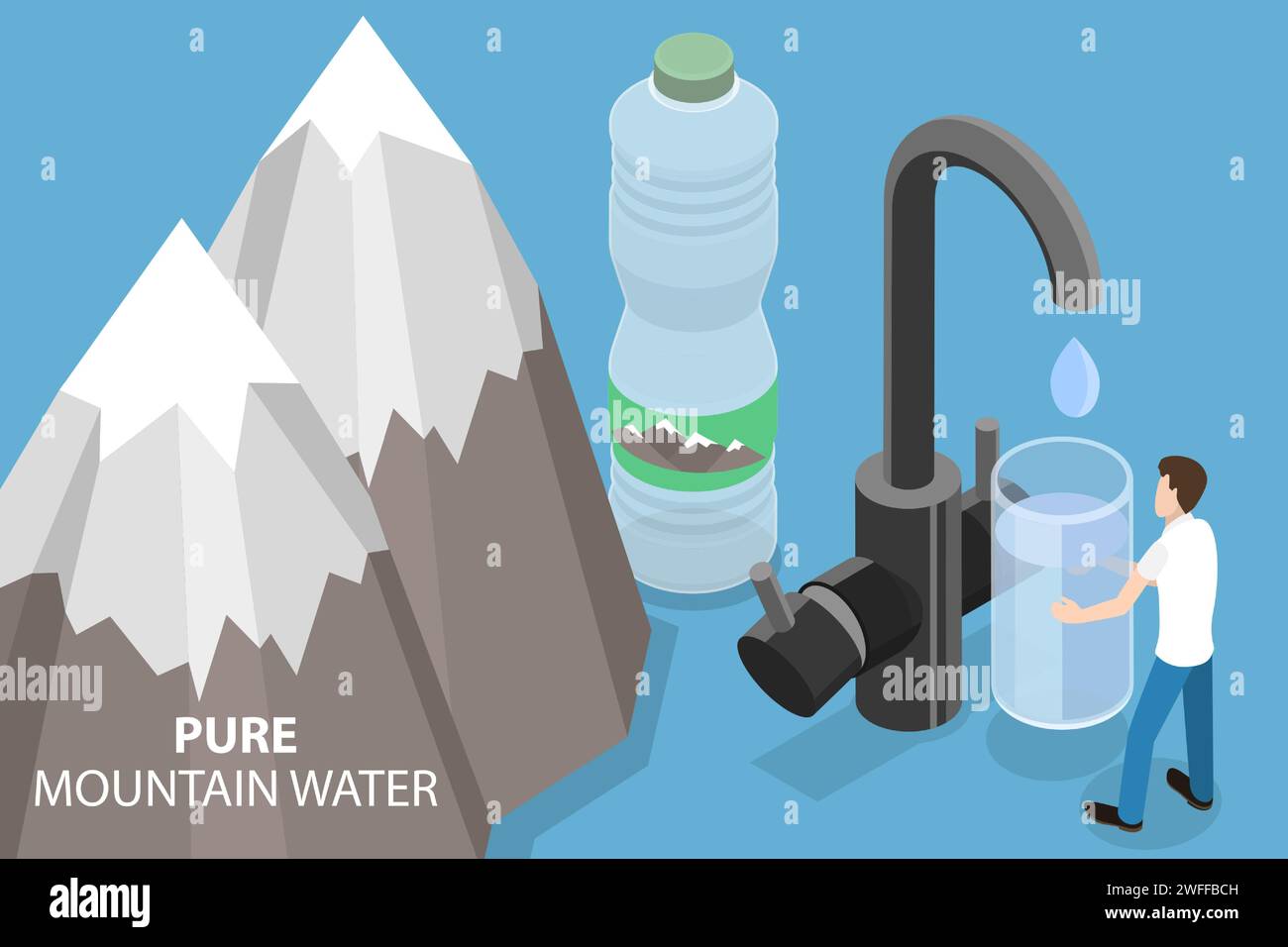 3D Isometric Flat Vector Conceptual Illustration of Pure Mountain Water ...