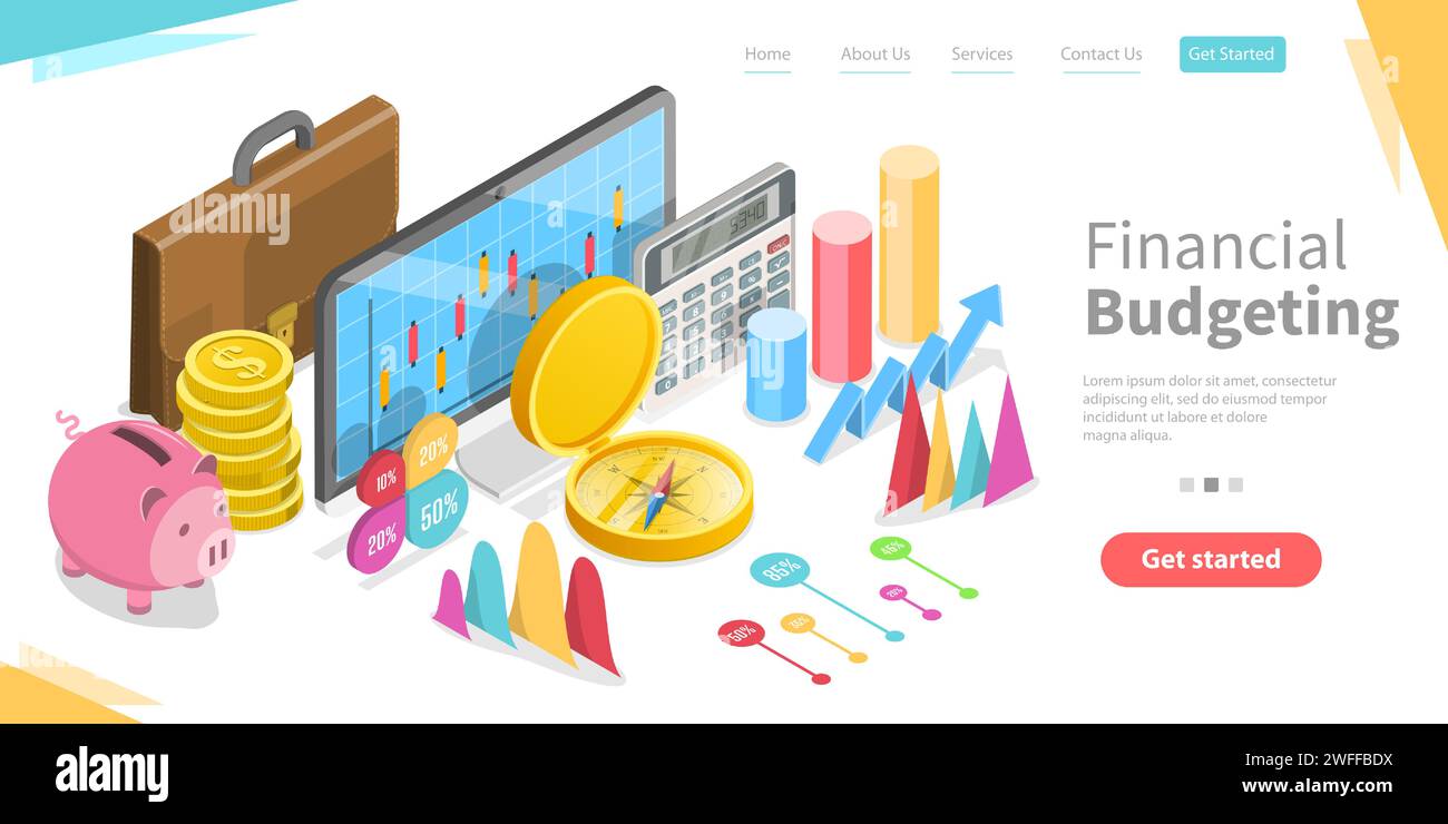 3D Isometric Flat Vector Conceptual Illustration of Financial Budgeting ...