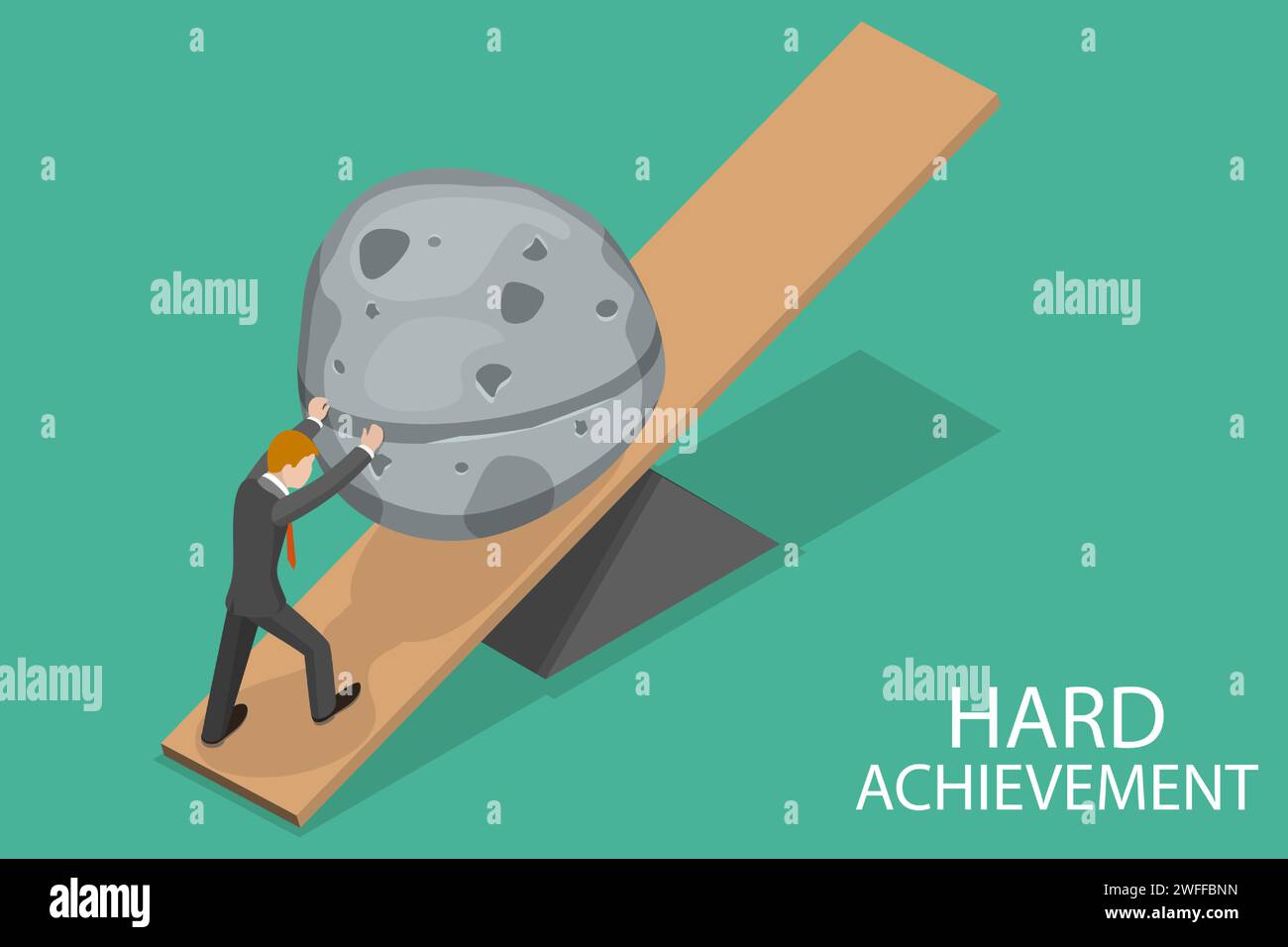 3D Isometric Flat Vector Conceptual Illustration of Hard Achievement and Obstacles Overcoming ...