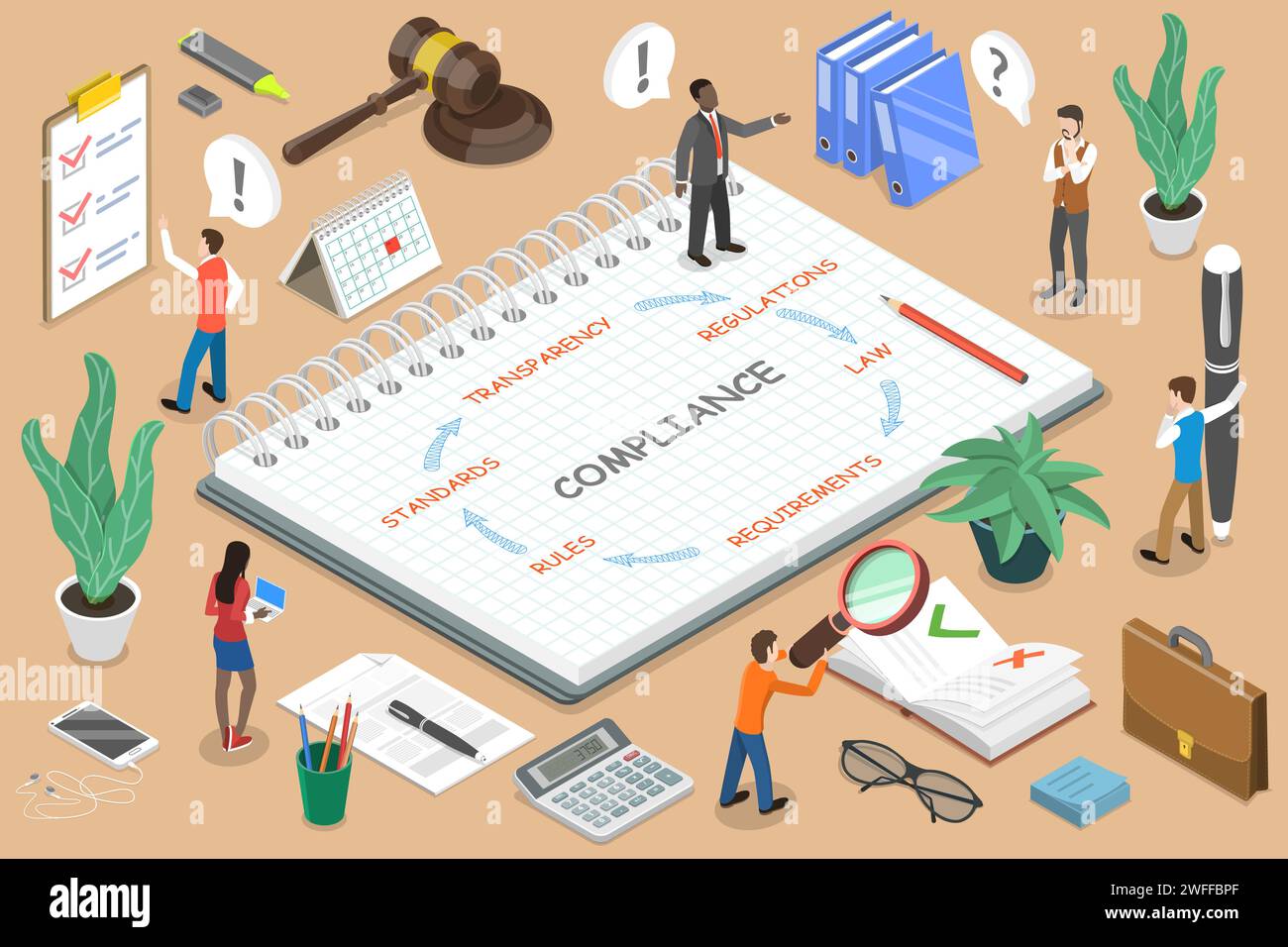 Regulatory Compliance 3D Flat Isometric Vector Concept. Business People ...
