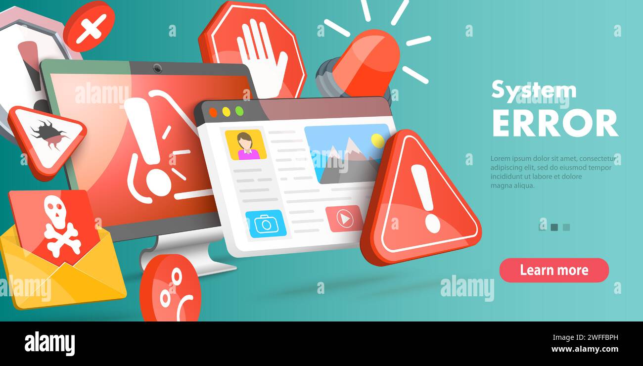 3D Vector Conceptual Illustration of System Error, Computer Virus ...