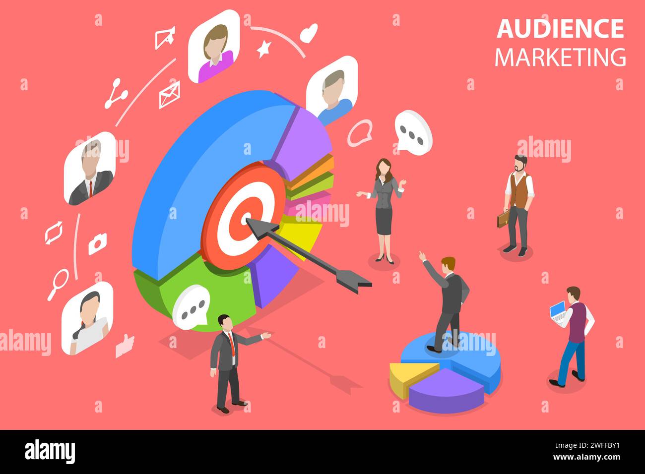 3D Isometric Flat Vector Conceptual Illustration of Audience Marketing Strategy, Digital ...