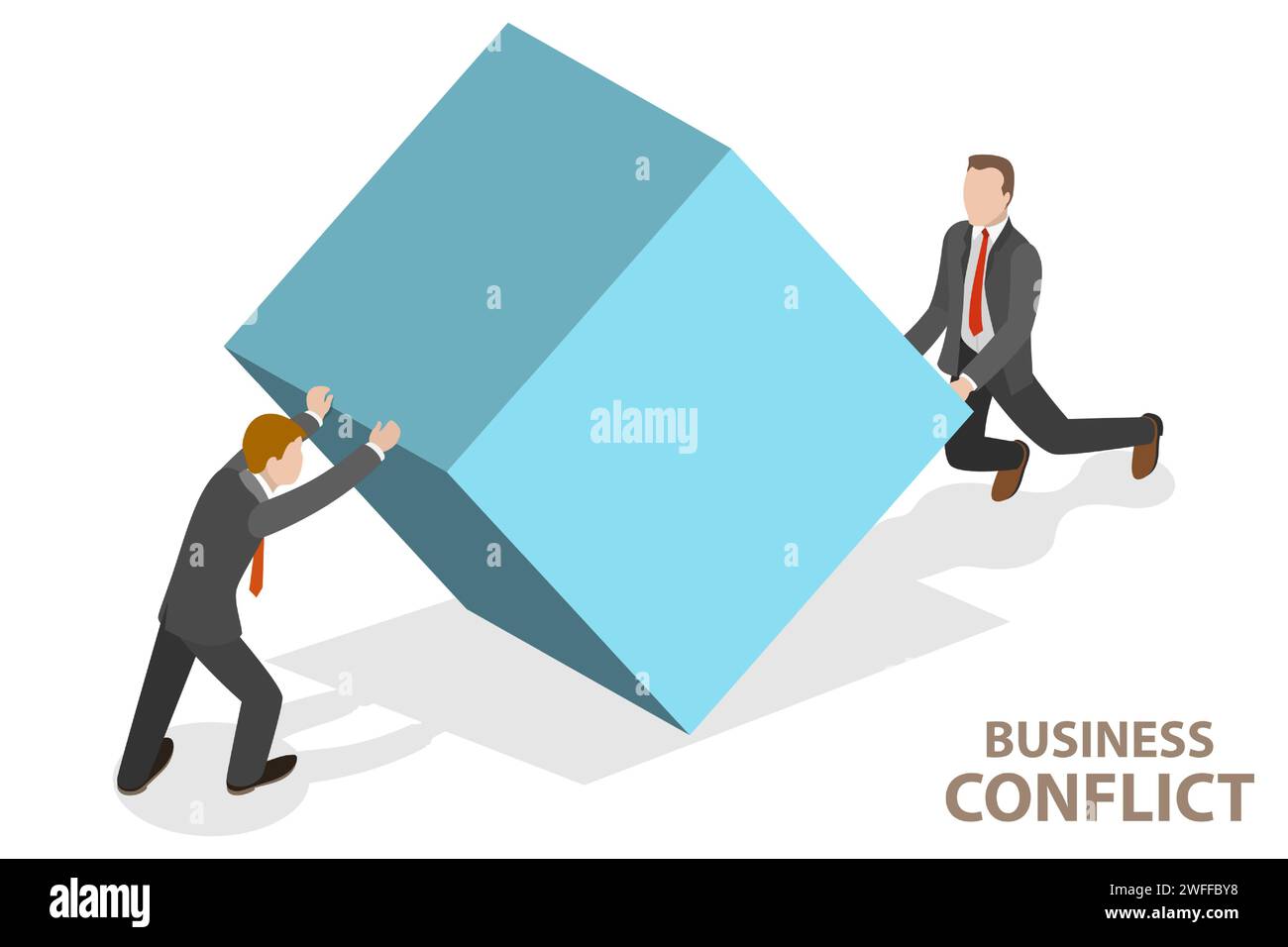 3D Isometric Flat Vector Conceptual Illustration of Conflict of ...