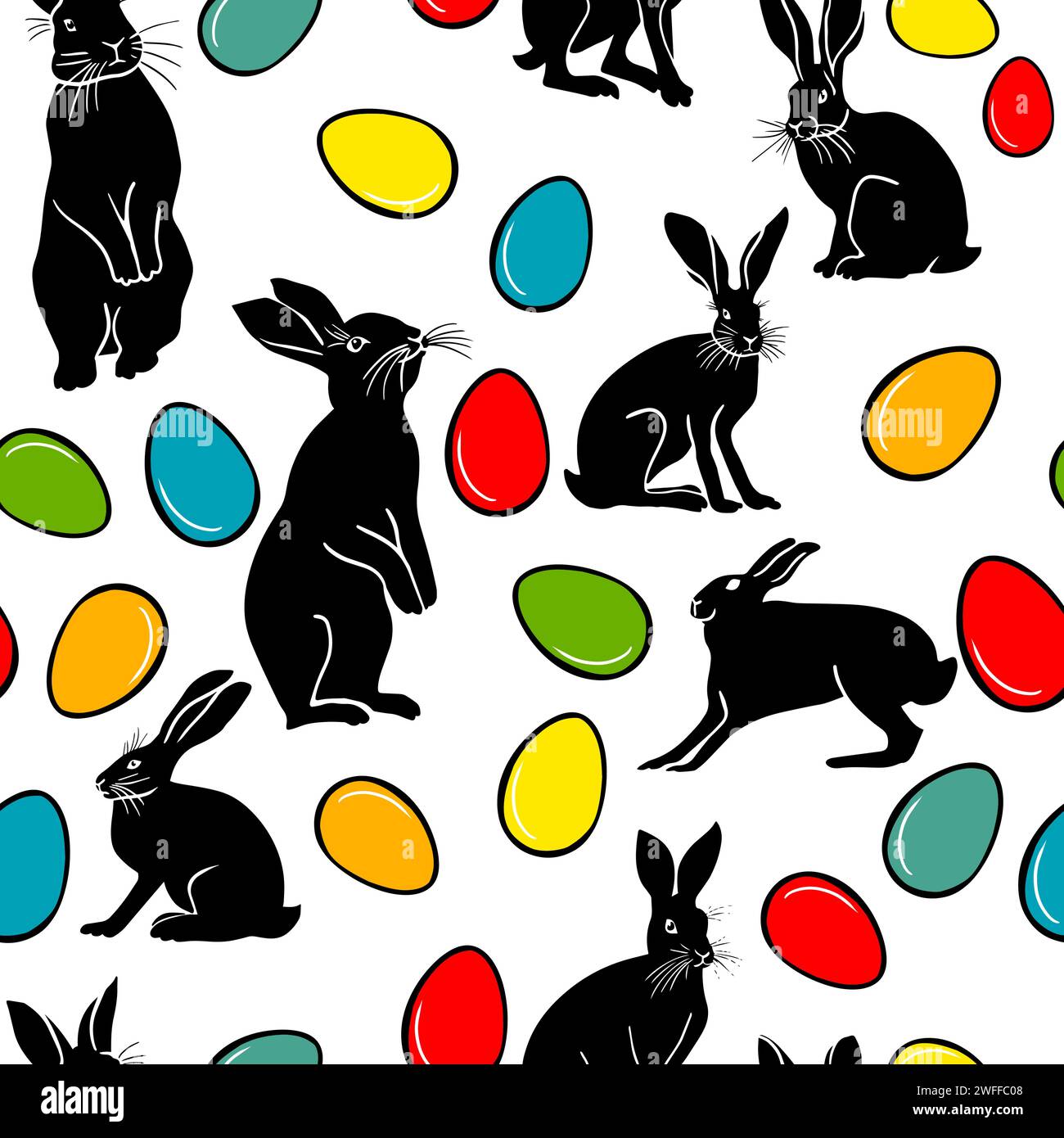 Seamless Easter bunny pattern. hand drawing. Not AI. Vector ...