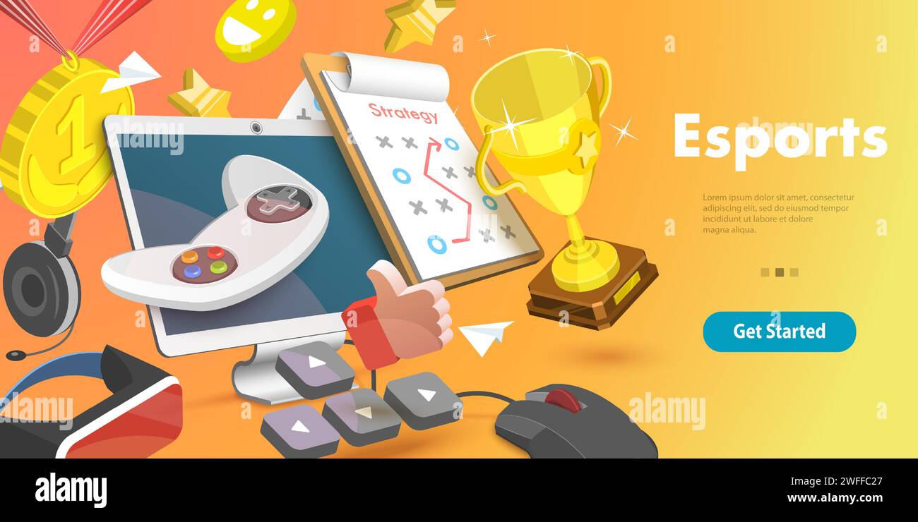 3D Vector Conceptual Illustration of Computer Gaming Industry, eSport ...