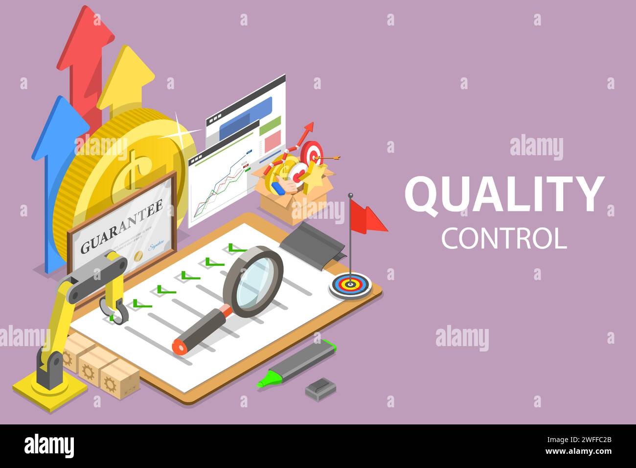 3D Isometric Flat Vector Conceptual Illustration of Quality Control Stock Vector Image & Art - Alamy