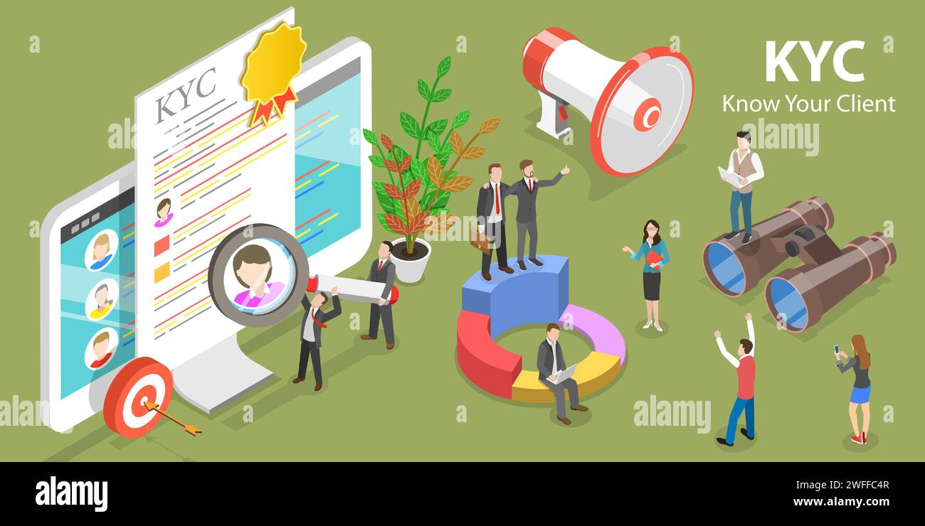 3D Isometric Flat Vector Concept of KYC - Know Your Customer, Anti ...