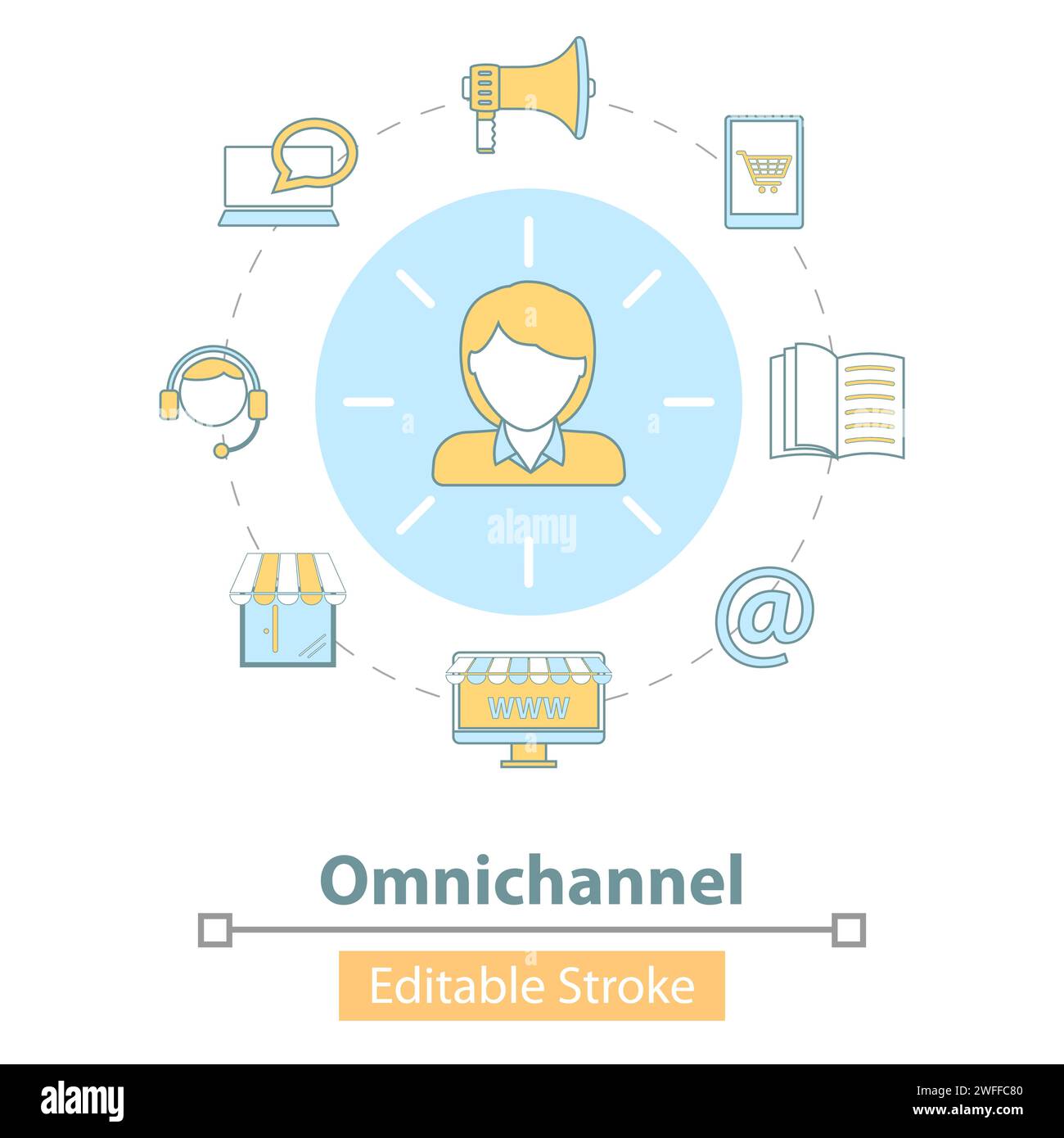 Vector Icon of Cross-Channel, Omnichannel, Several Communication ... Vector Icon of Cross-Channel, Omnichannel, Several Communication ...