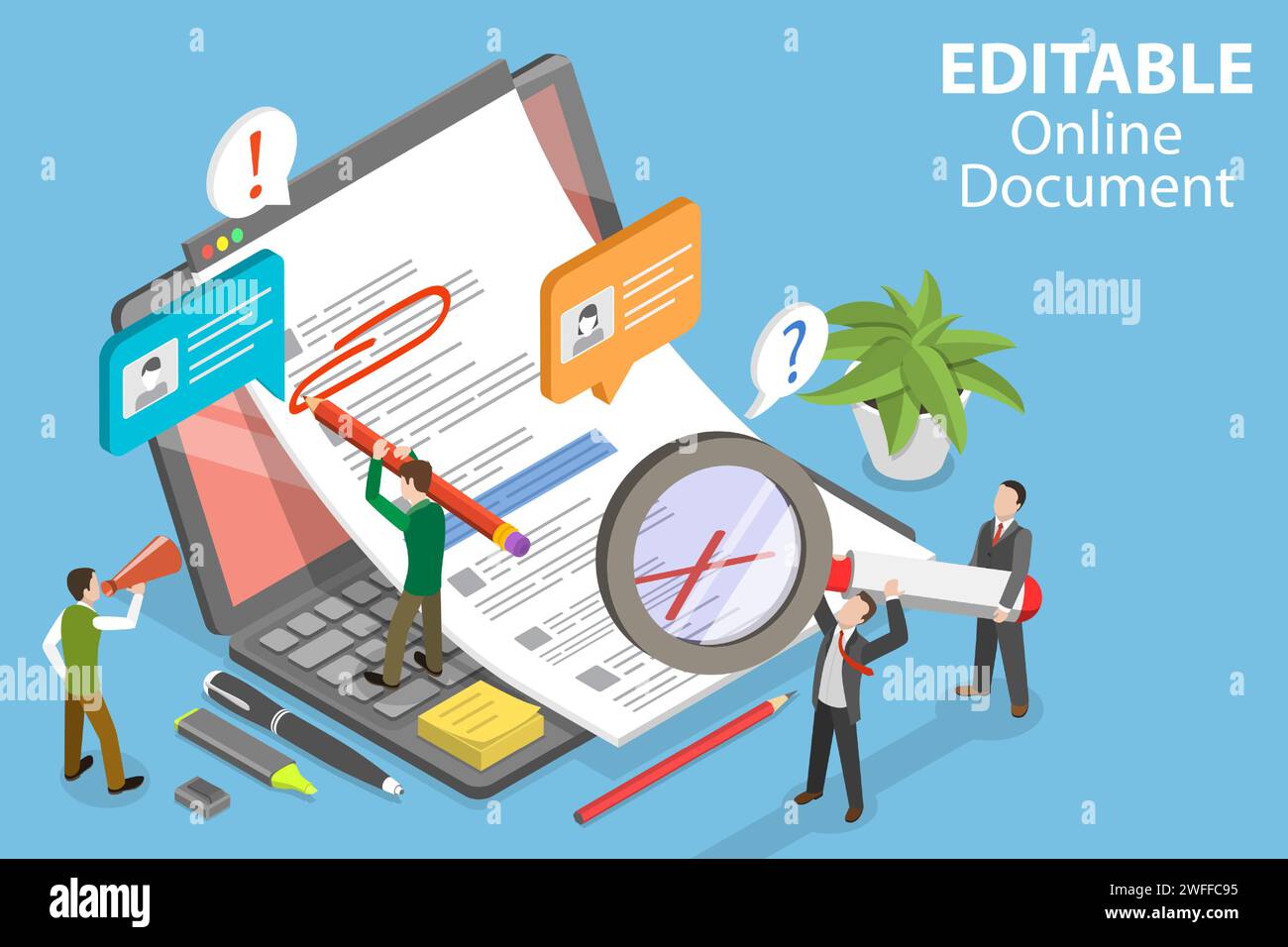 3D Isometric Flat Vector Conceptual Illustration of Editable Online ...