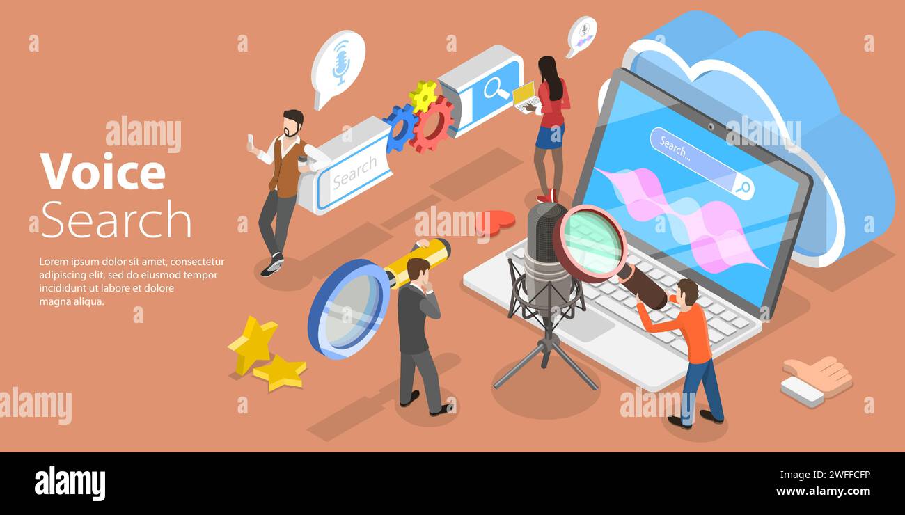 3D Isometric Flat Vector Conceptual Illustration of Voice Search ...