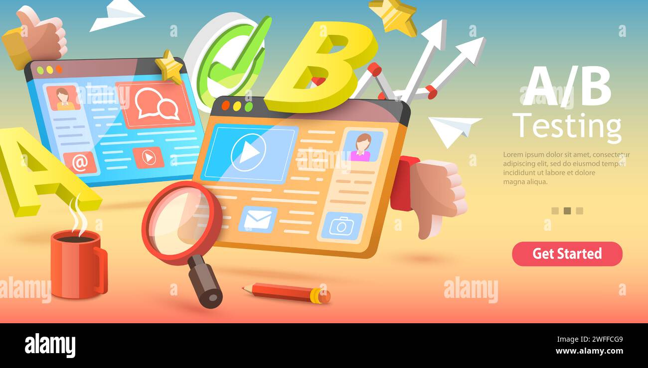 3d Isometric Flat Vector Conceptual Illustration Of Ab Testing Split Test A B Comparison Web 