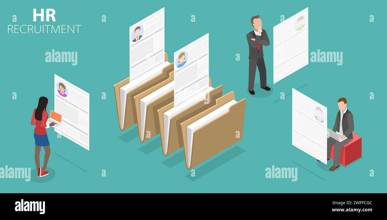 3D Isometric Flat Vector Conceptual Illustration of HR Recruitment ...