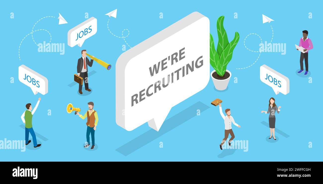 3D Isometric Flat Vector Conceptual Illustration of Job Fair, HR ...