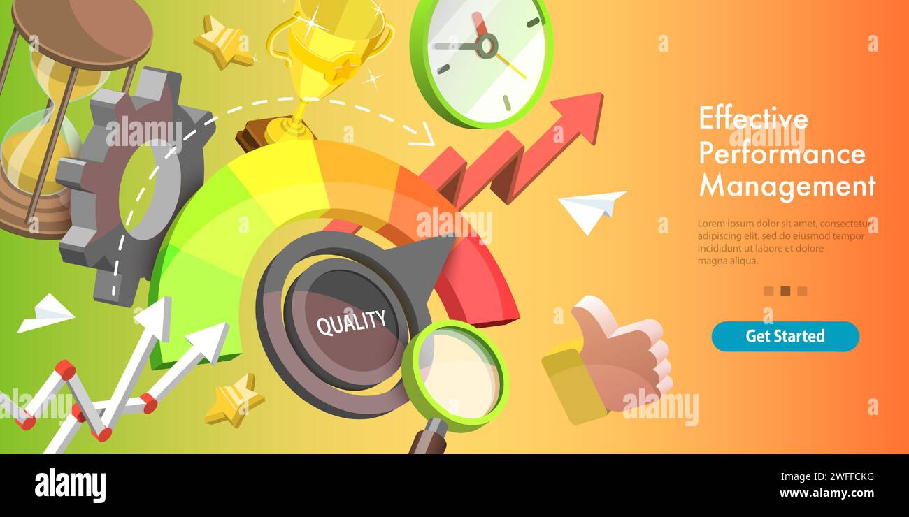 3d Isometric Vector Conceptual Illustration Of Efficient Performance