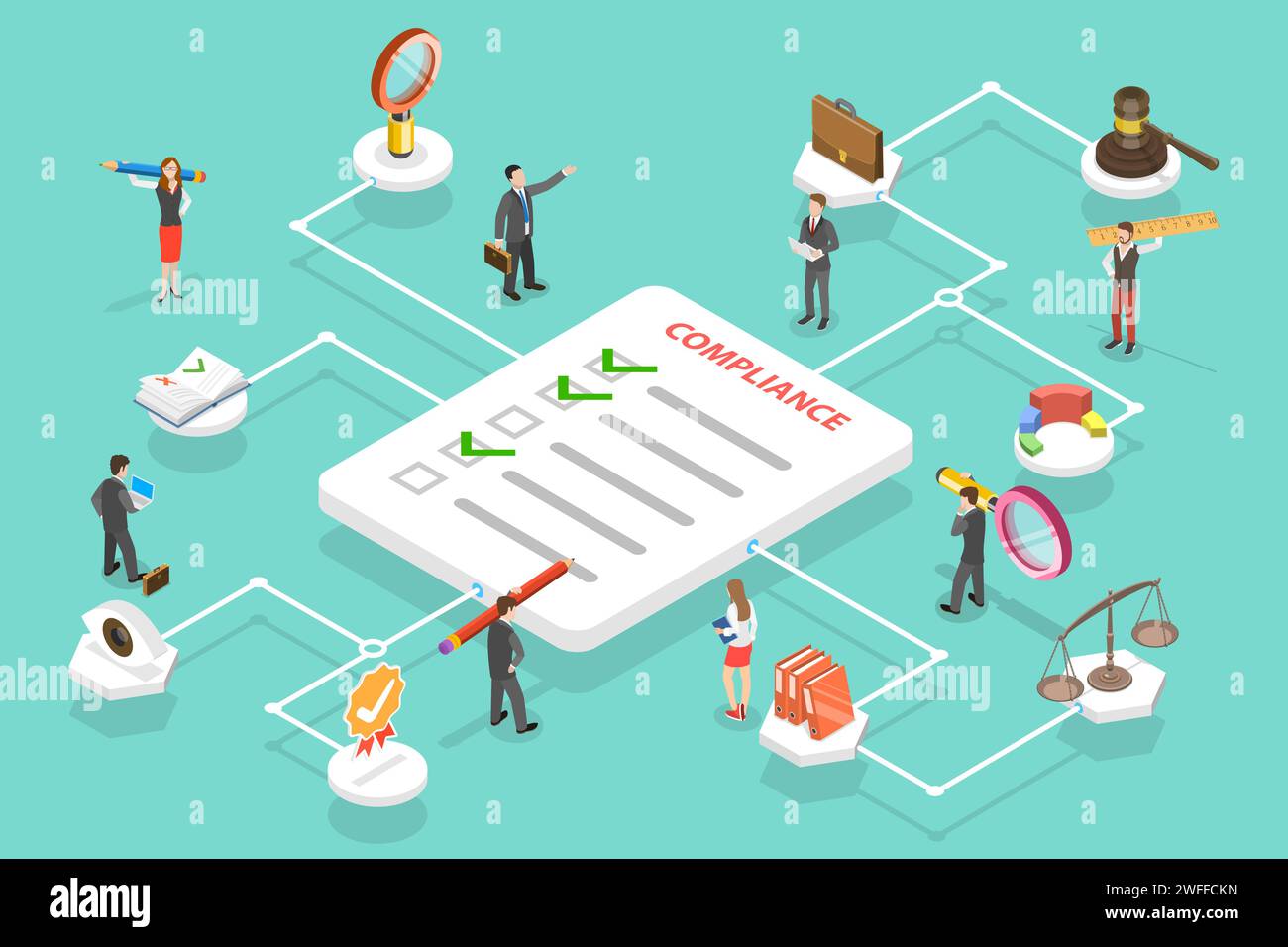 3D Isometric Flat Vector Conceptual Illustration of Regulatory ...