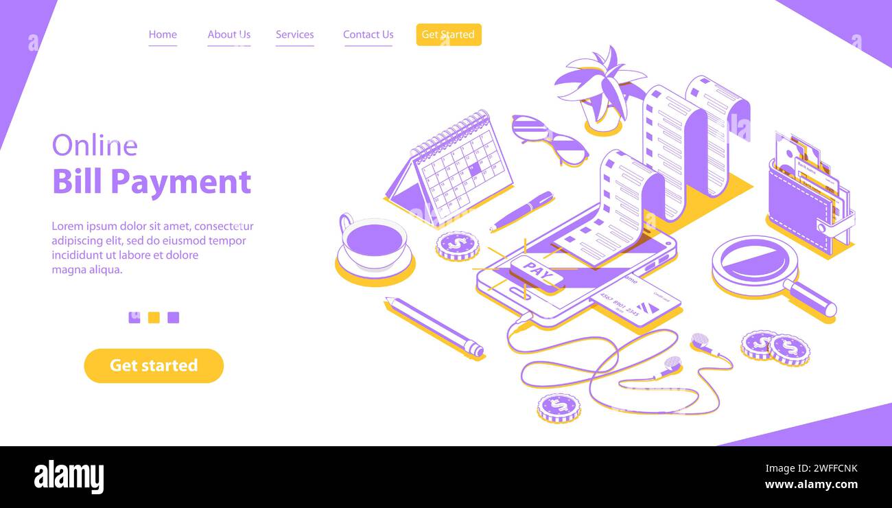 Bill Online Payment, Secure Mobile Shopping and Banking. 3D Isometric ...