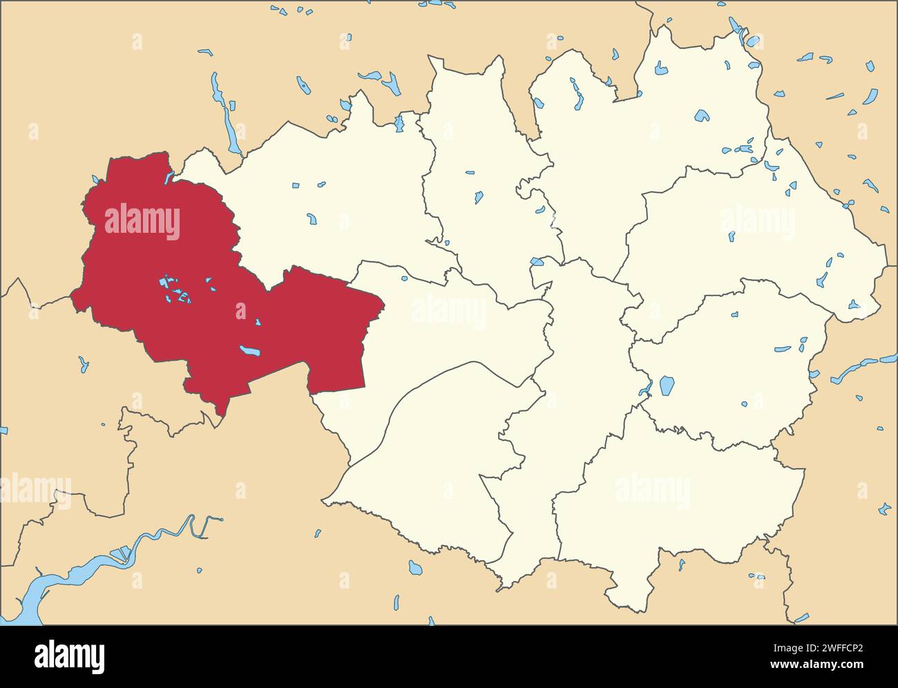 Red location map of the METROPOLITAN BOROUGH OF WIGAN, GREATER ...
