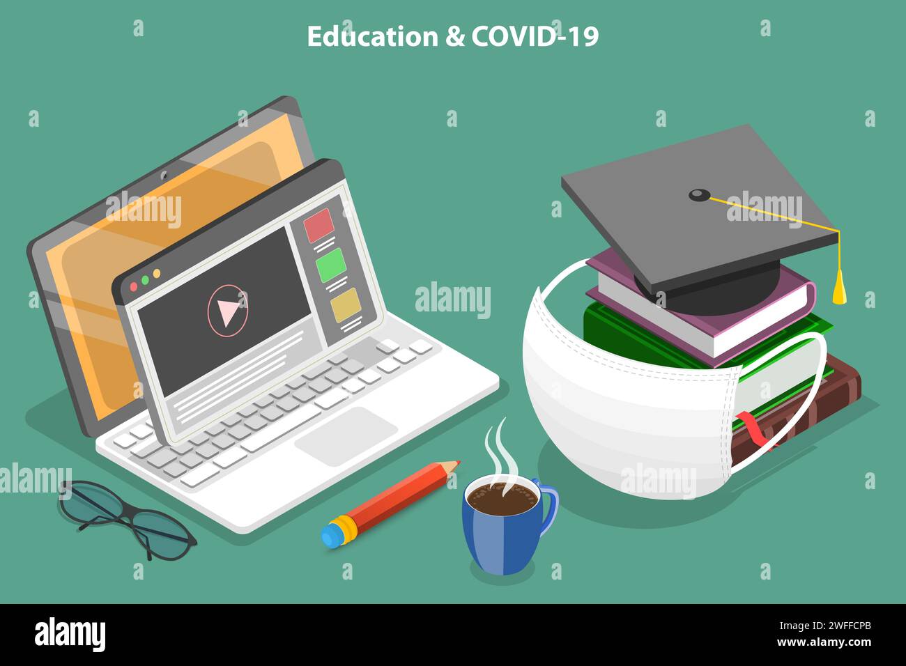 Impact of the COVID-19 Pandemic on Education, Online Learning. 3D ...
