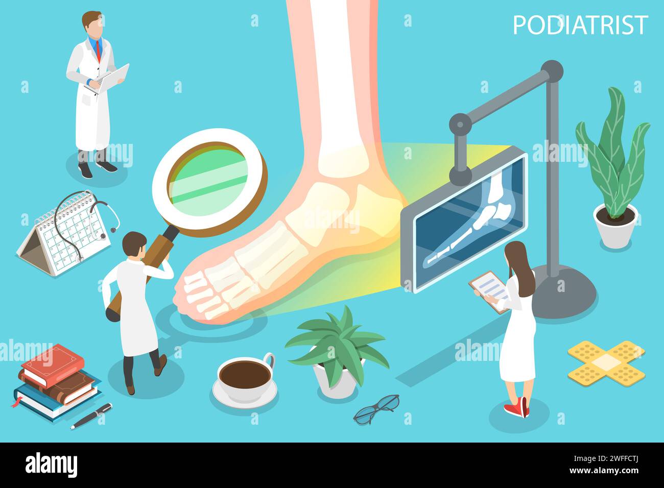 3D Isometric Flat Vector Concept of Podiatrist, Podiatric Physician ...