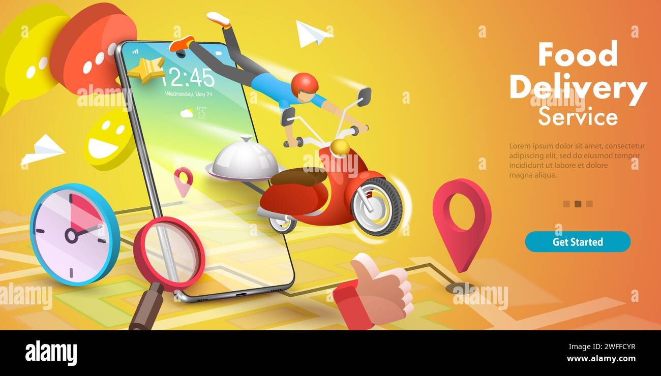 3D Isometric Flat Vector Conceptual Illustration of Restaurant and Cafe ...