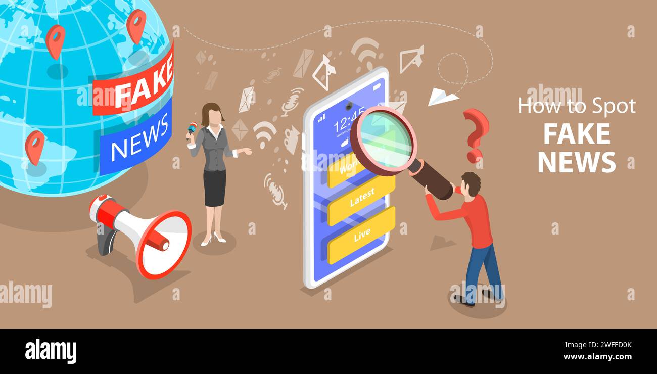 How to Spot Fake News. 3D Isometric Flat Vector Conceptual Illustration Stock Vector Image & Art ...