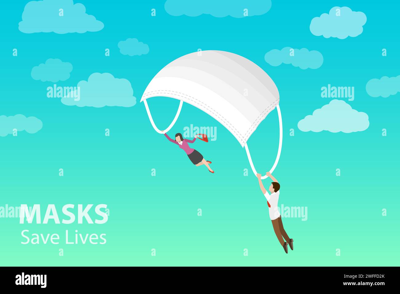 Face Mask Save Lives, Masks Aid in Decreasing COVID-19 s Virality. 3D Isometric Flat Vector ...