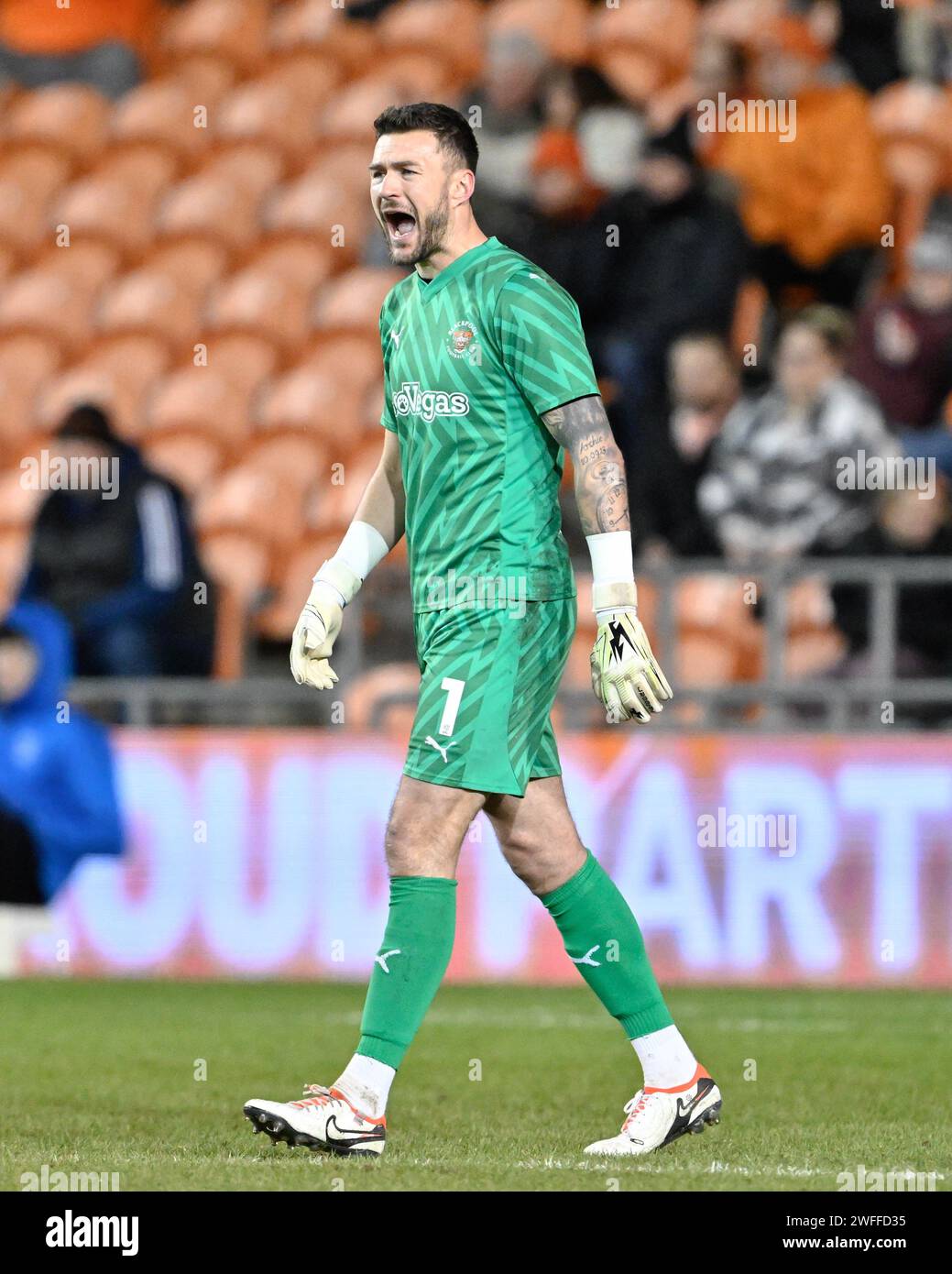 Richard O'Donnell of Blackpool, during the Bristol Street Motors Trophy ...