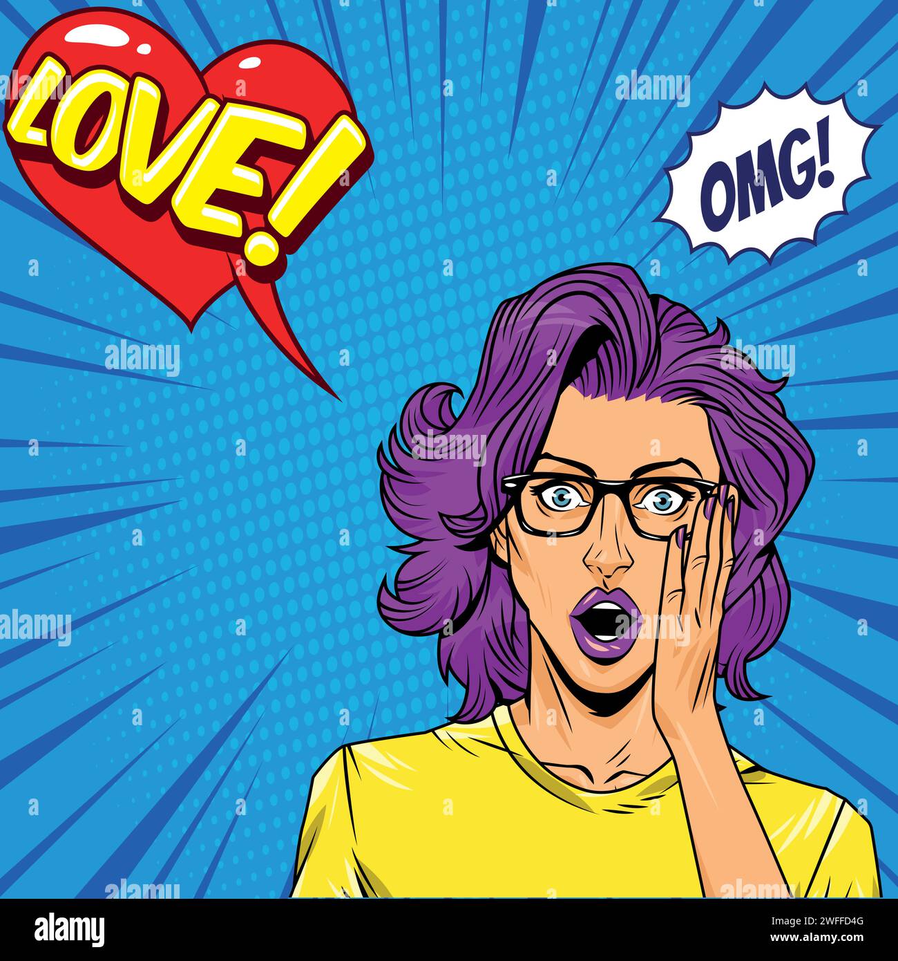 Beautiful Woman Wow Pop Art Style Vector Image Stock Vector Image And Art