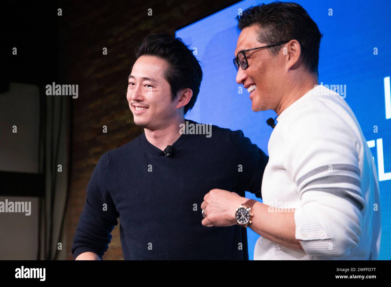 Park City, UT. Actor Steven Yeun speaks with Daniel Dae Kim at the ...
