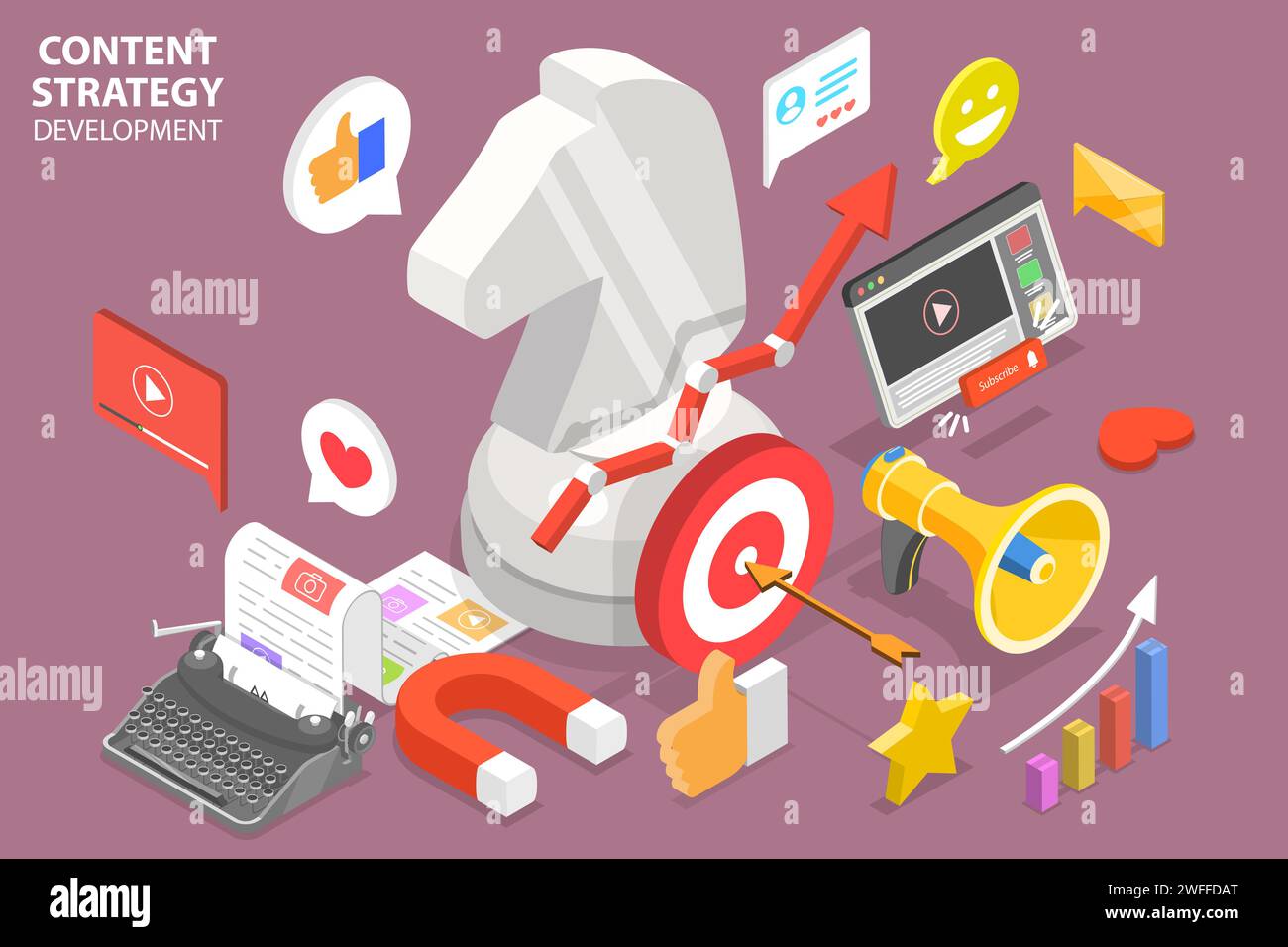 3D Isometric Flat Vector Conceptual Illustration of Content Strategy ...