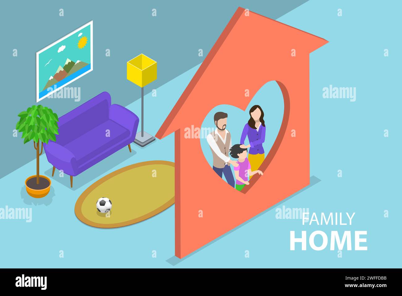 3D Isometric Flat Vector Conceptual Illustration of Family Home ...