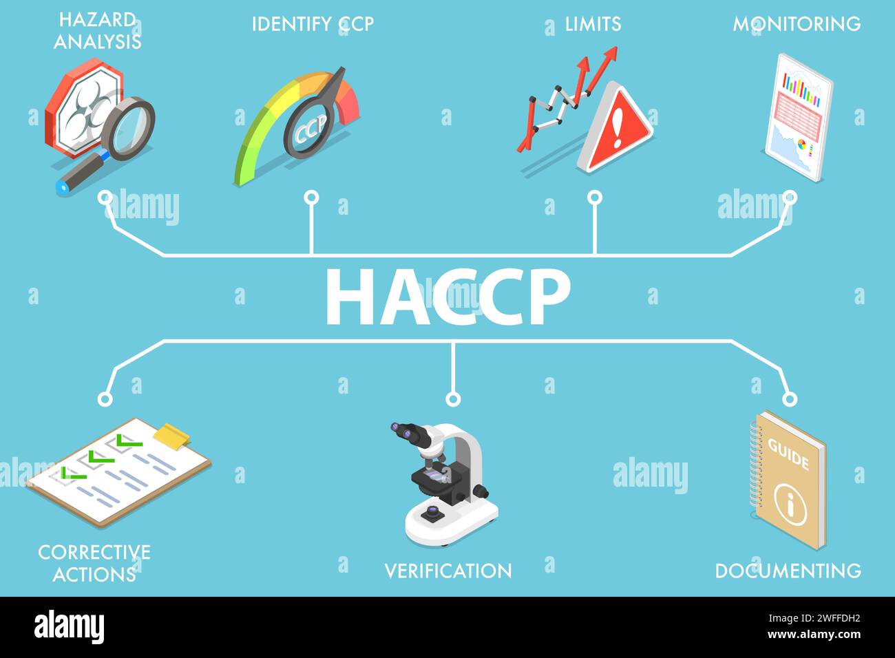 3D Isometric Flat Vector Illustration of Hazard Analysis and Critical Control Points, HACCP ...