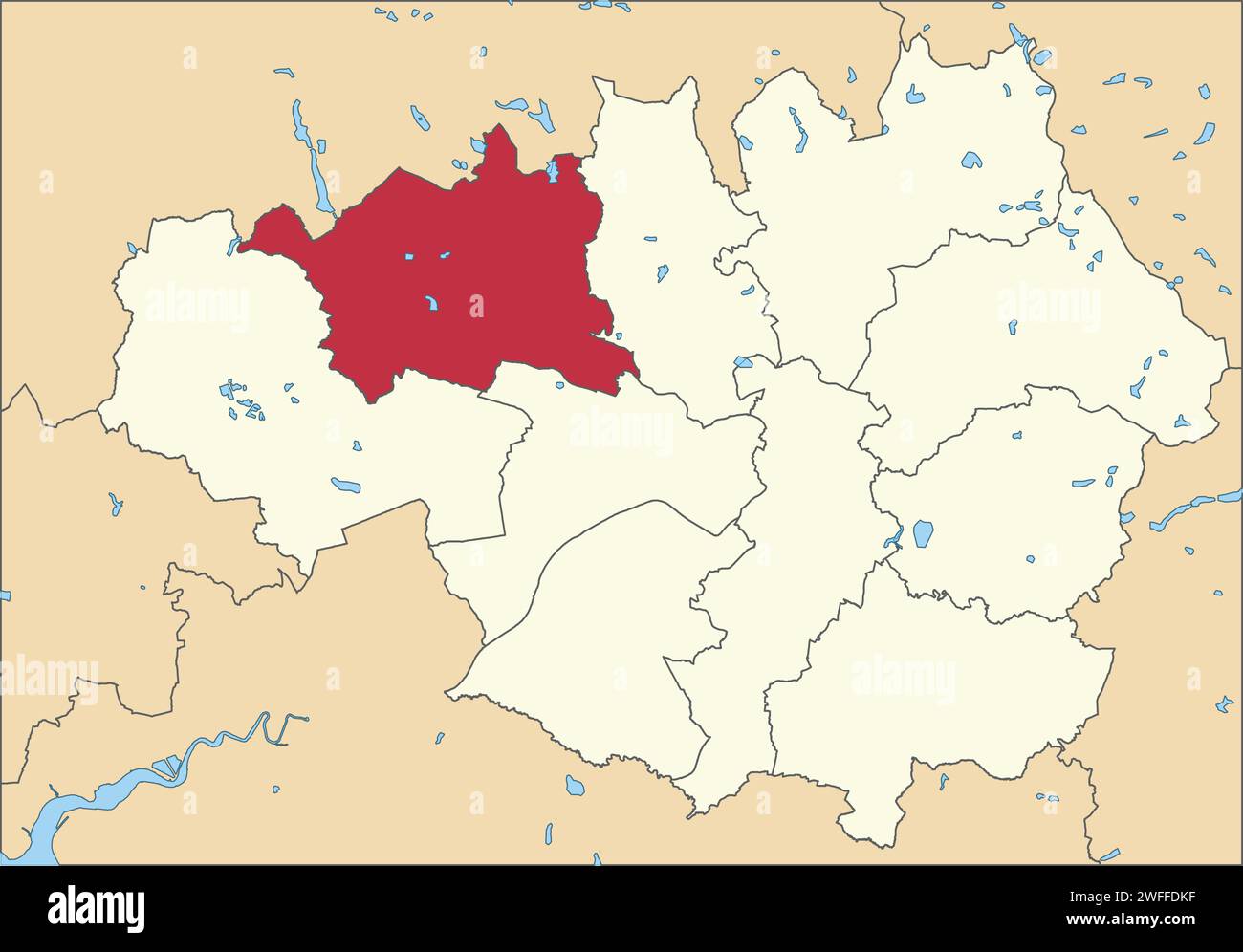 Red location map of the METROPOLITAN BOROUGH OF BOLTON, GREATER ...