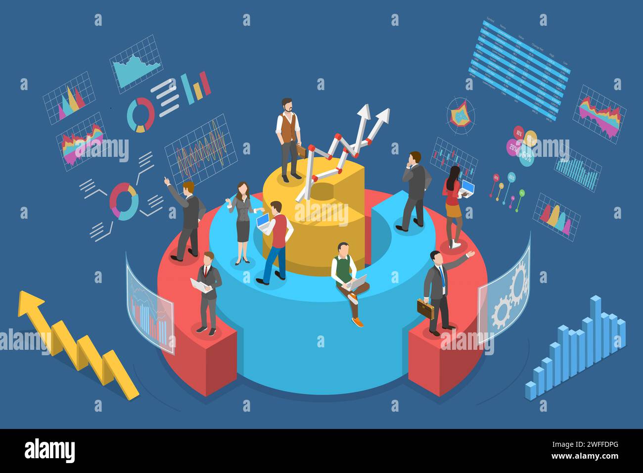 3d Isometric Flat Vector Conceptual Illustration Of Statistics And