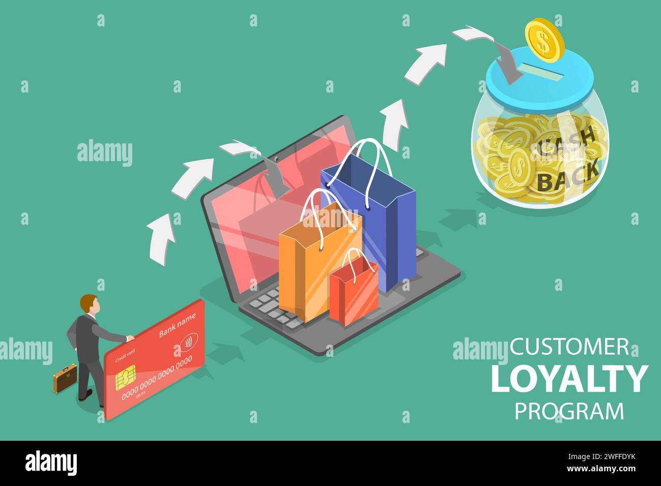 3D Isometric Flat Vector Conceptual Illustration of Online Cashback ...