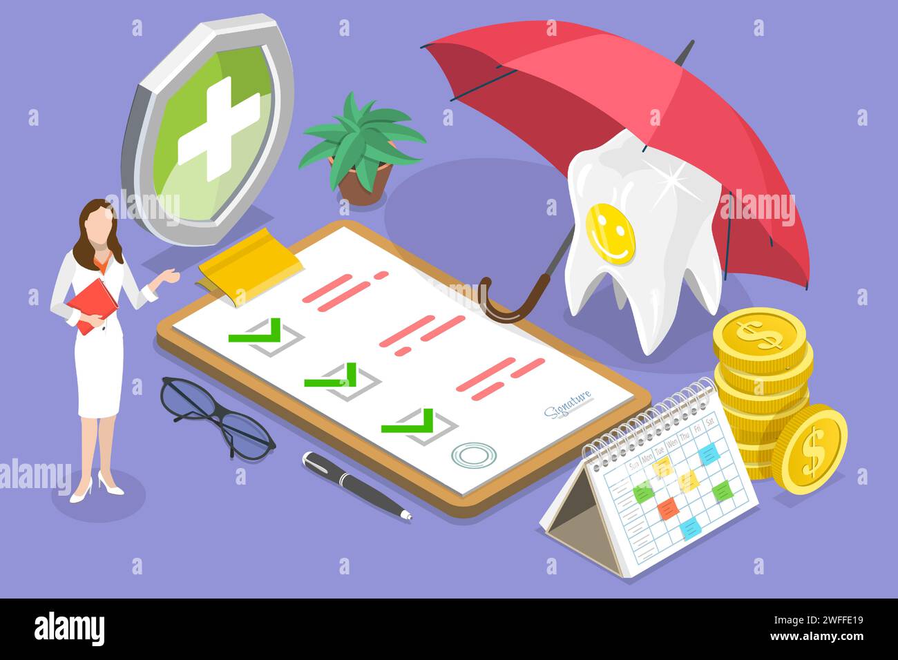 3D Isometric Flat Vector Conceptual Illustration of Dental Insurance ...