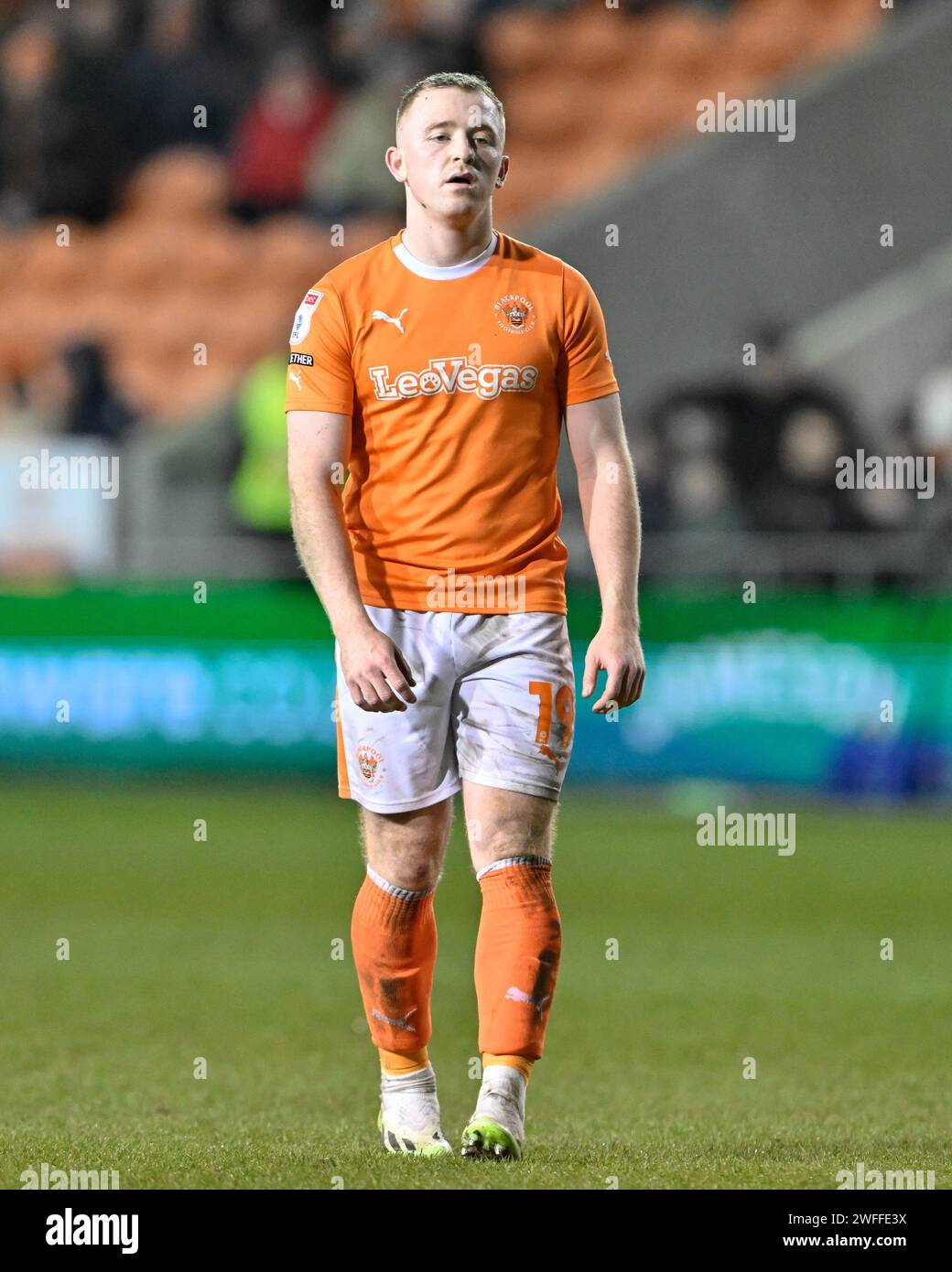 Shayne Lavery of Blackpool, during the Bristol Street Motors Trophy ...